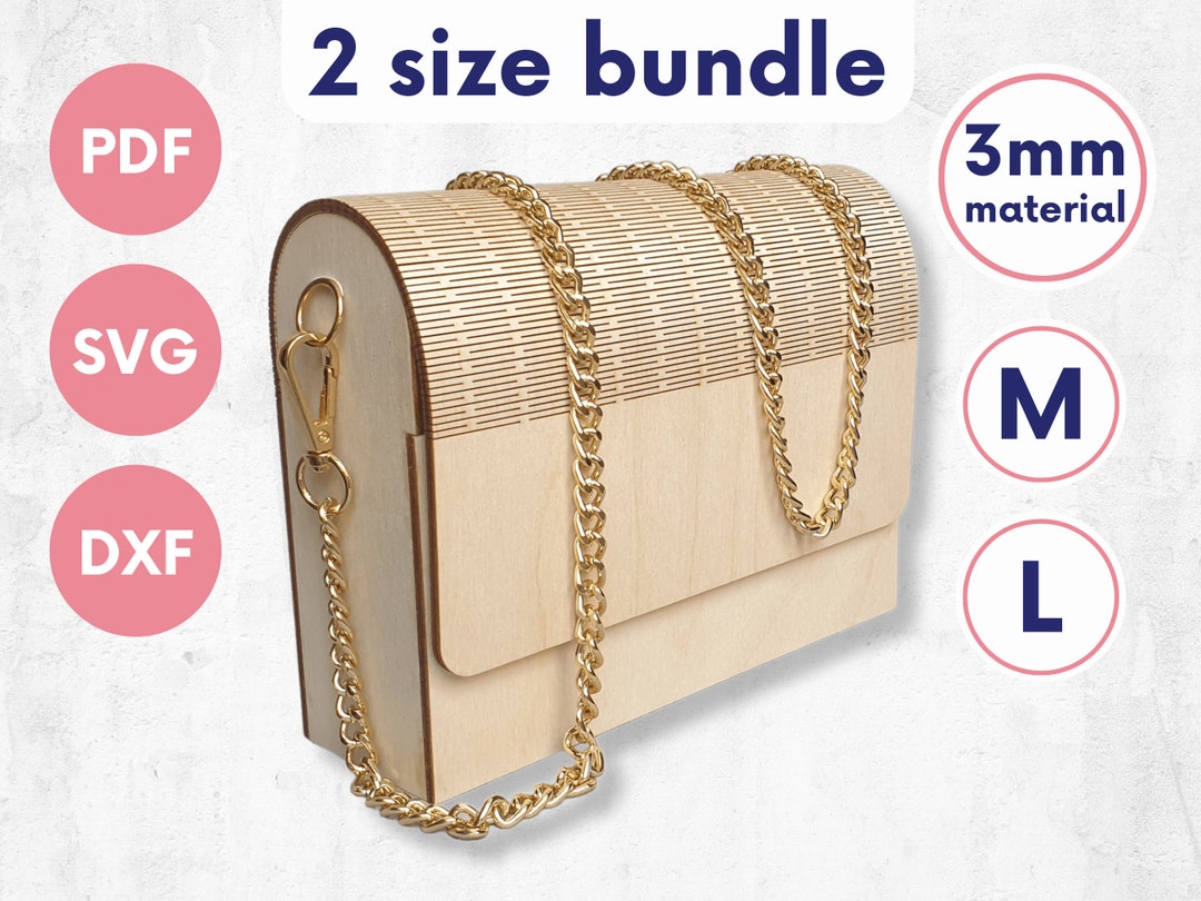 Laser Cut Hand Bag for Straps, Laser Cut Handbag Dxf, Wooden Purse ...