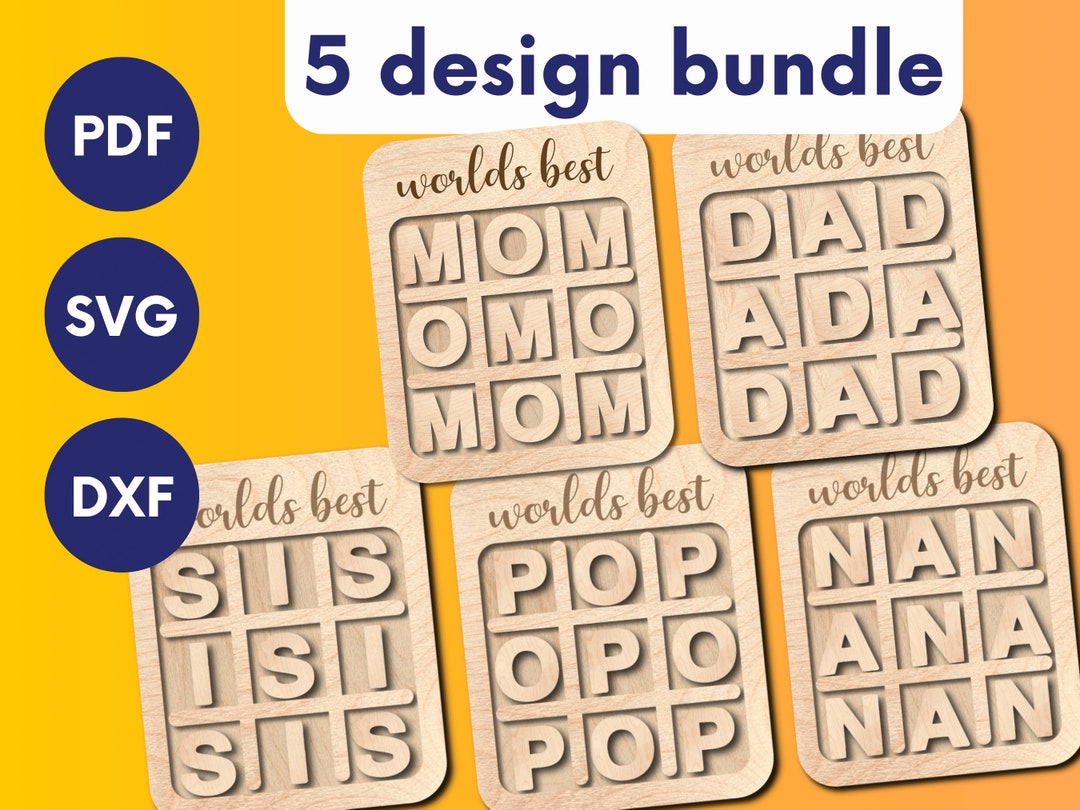 MOM Mothers Day Tic Tac Toe Laser File, Fathers Day Gifts Svg for Laser ...