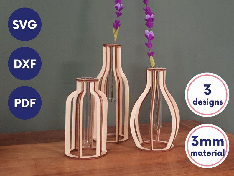 Set of 3 Test Tube Vase Files Test Tube Holder Svg Wood Vase - Etsy