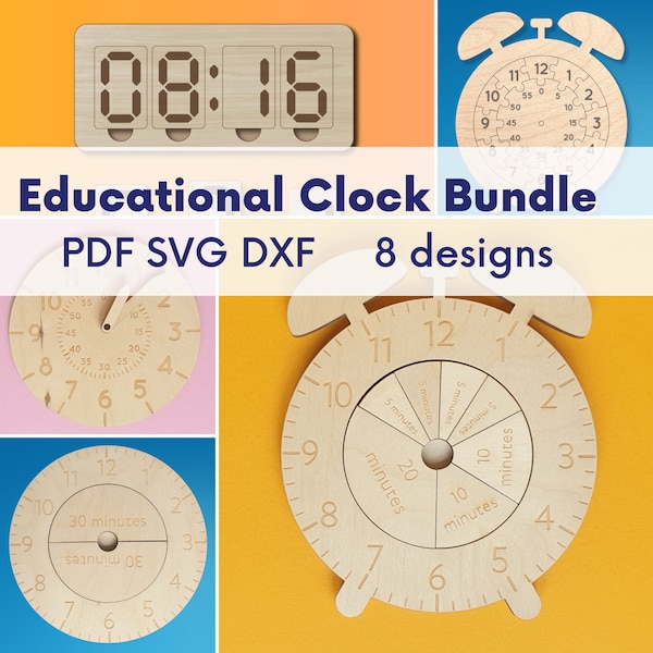 Laser Cut File Learning Clock - Etsy