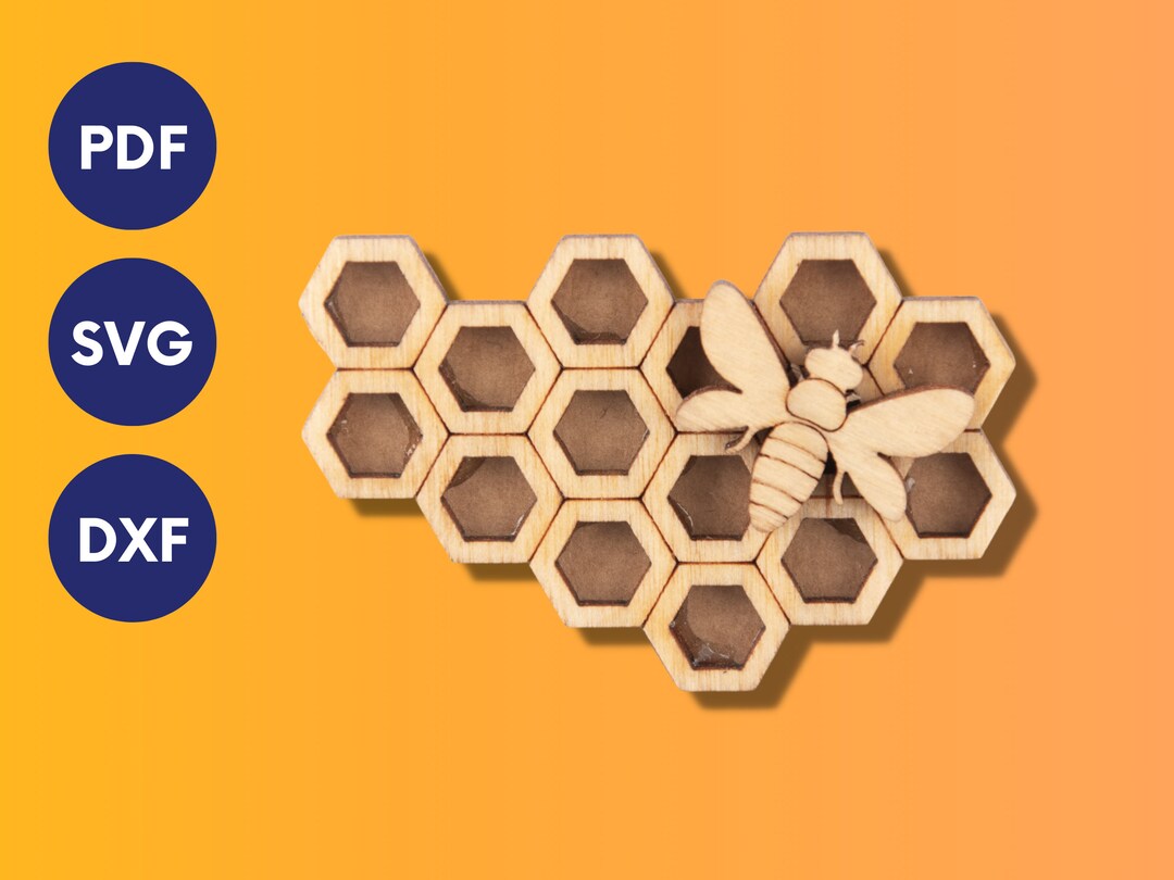 Hexagon Bee Brooch Svg, Hexagon Svg, Honeycomb Svg Files, Glowforge ...