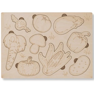Vegetable Puzzle for Kids, Laser Cut Toy Files, Laser File Educational ...