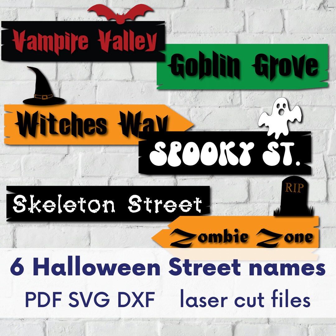 Halloween Street Signs Svg, Halloween Sign Svg, Laser Cut Files ...