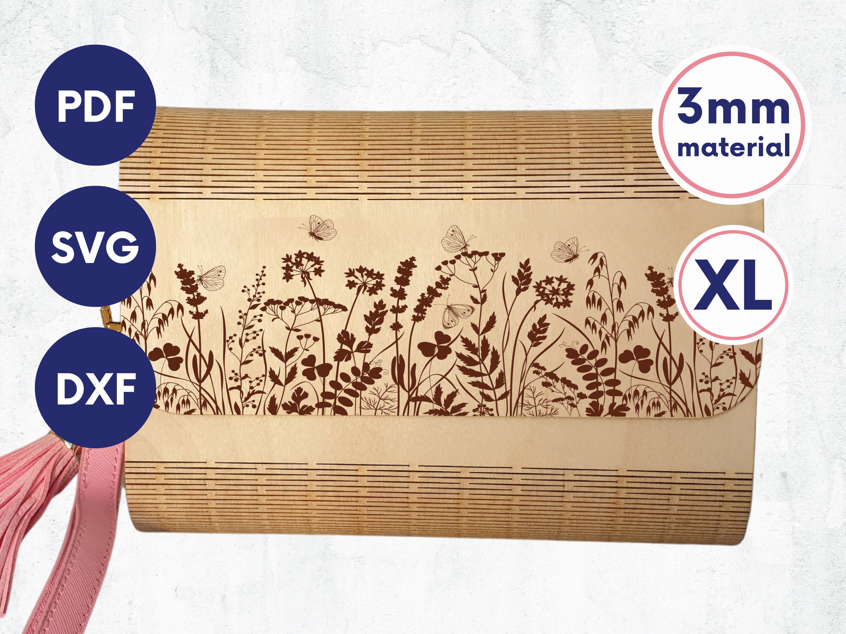 Wooden Purse Laser File Living Hinge Svg Wooden Bag Dxf - Etsy