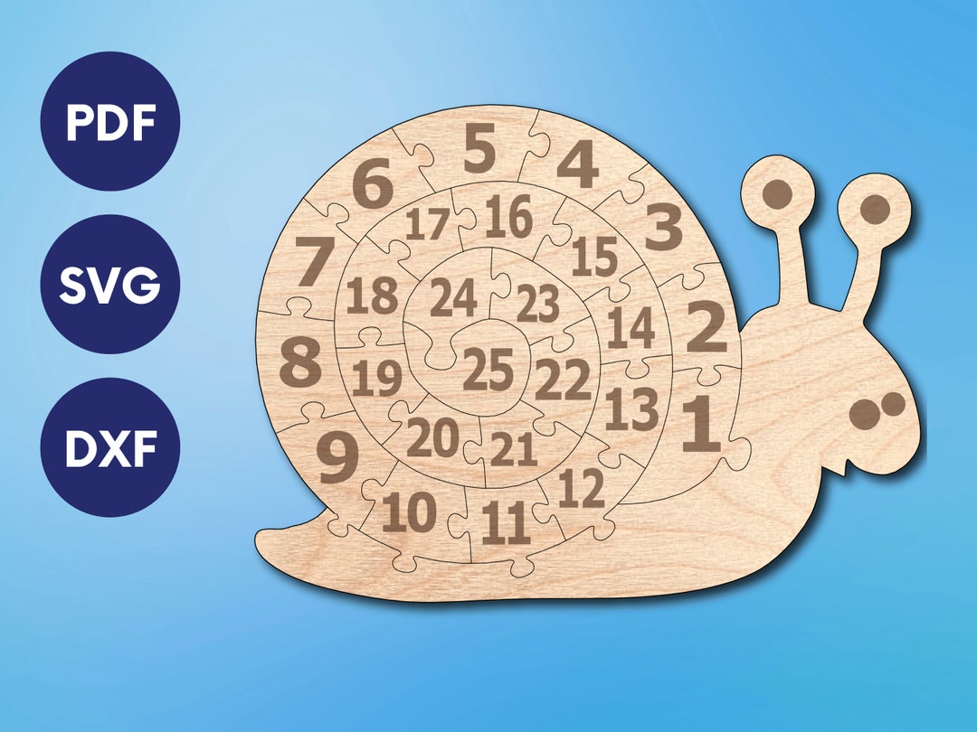 Snail Numbers Puzzle for Kids, Laser Cut Toy Files, Laser File ...