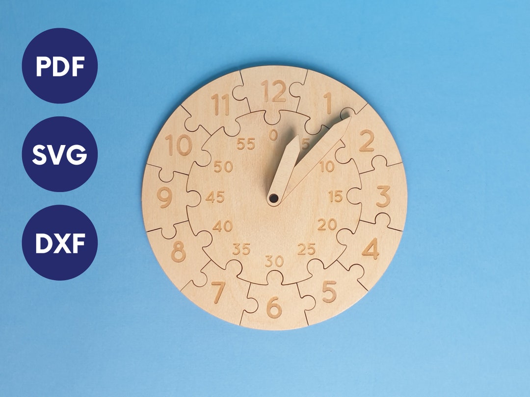 Puzzle Learning Clock for Kids, Montessori Laser Cut Files, Montessori ...