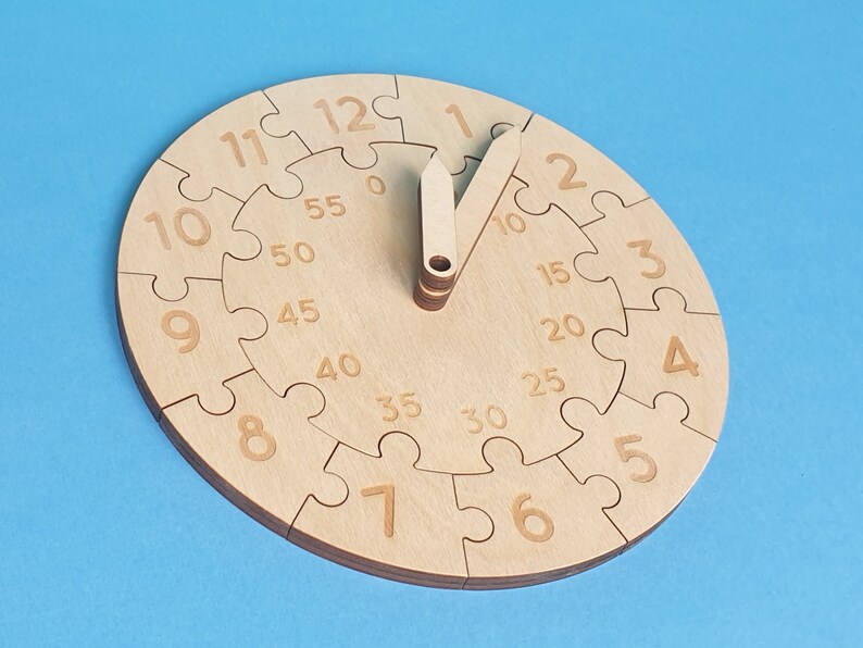 Puzzle Learning Clock for Kids, Montessori Laser Cut Files, Montessori ...
