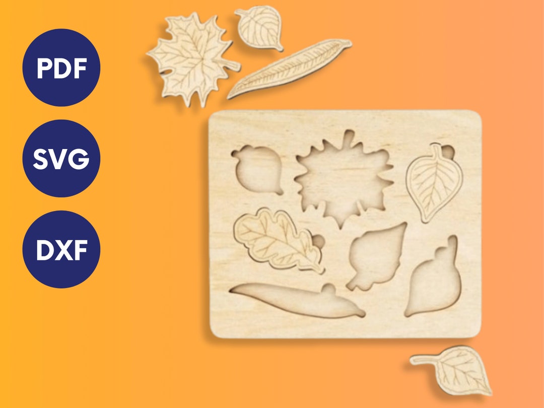 Leaves Puzzle for Kids, Laser Cut Toy Files, Laser File Educational Svg ...