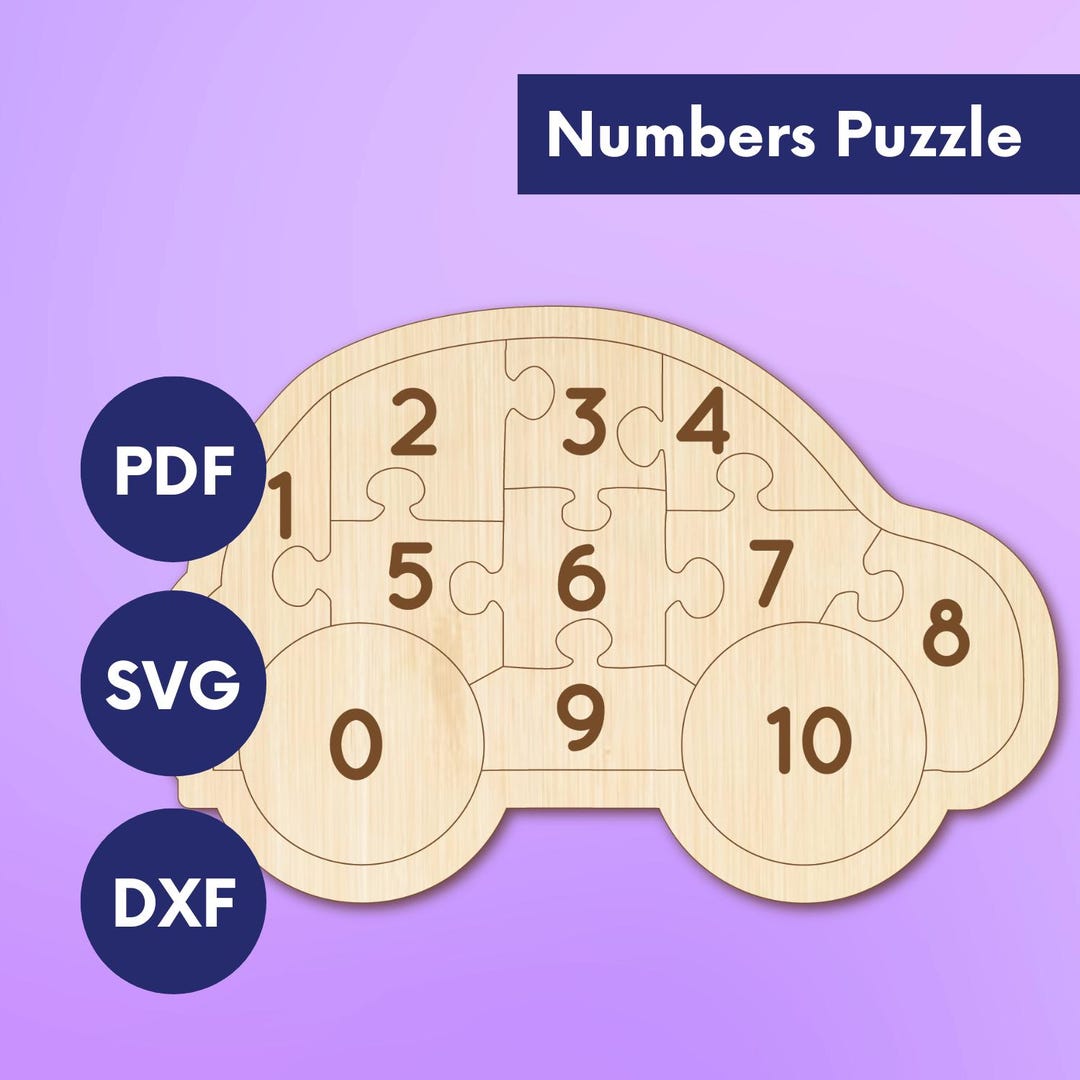 Number Puzzle Laser Cut File, Educational Laser Puzzle, Montessori ...