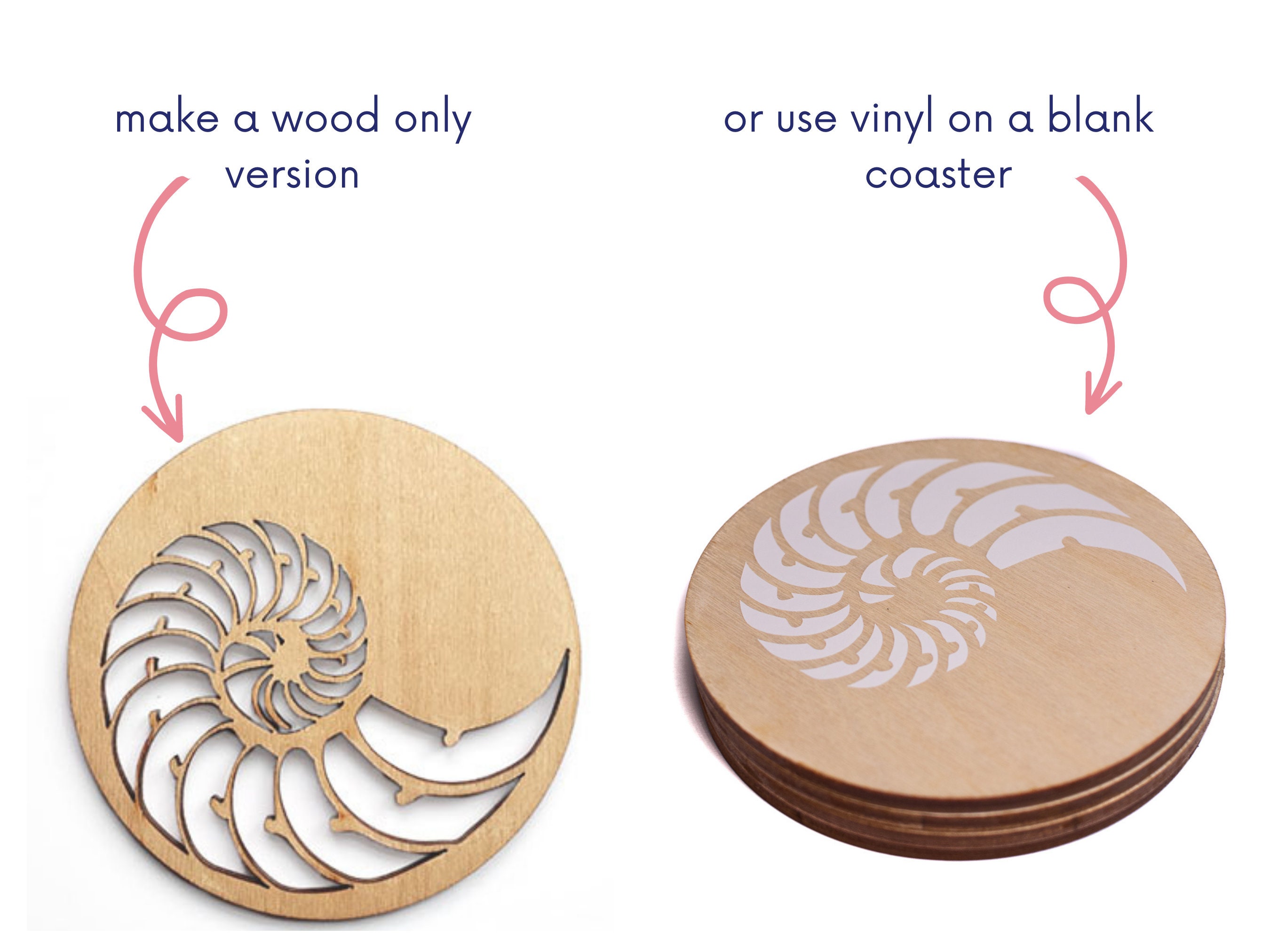 Nautilus Coaster Designs Svg Laser Cut Coaster Files Coaster - Etsy