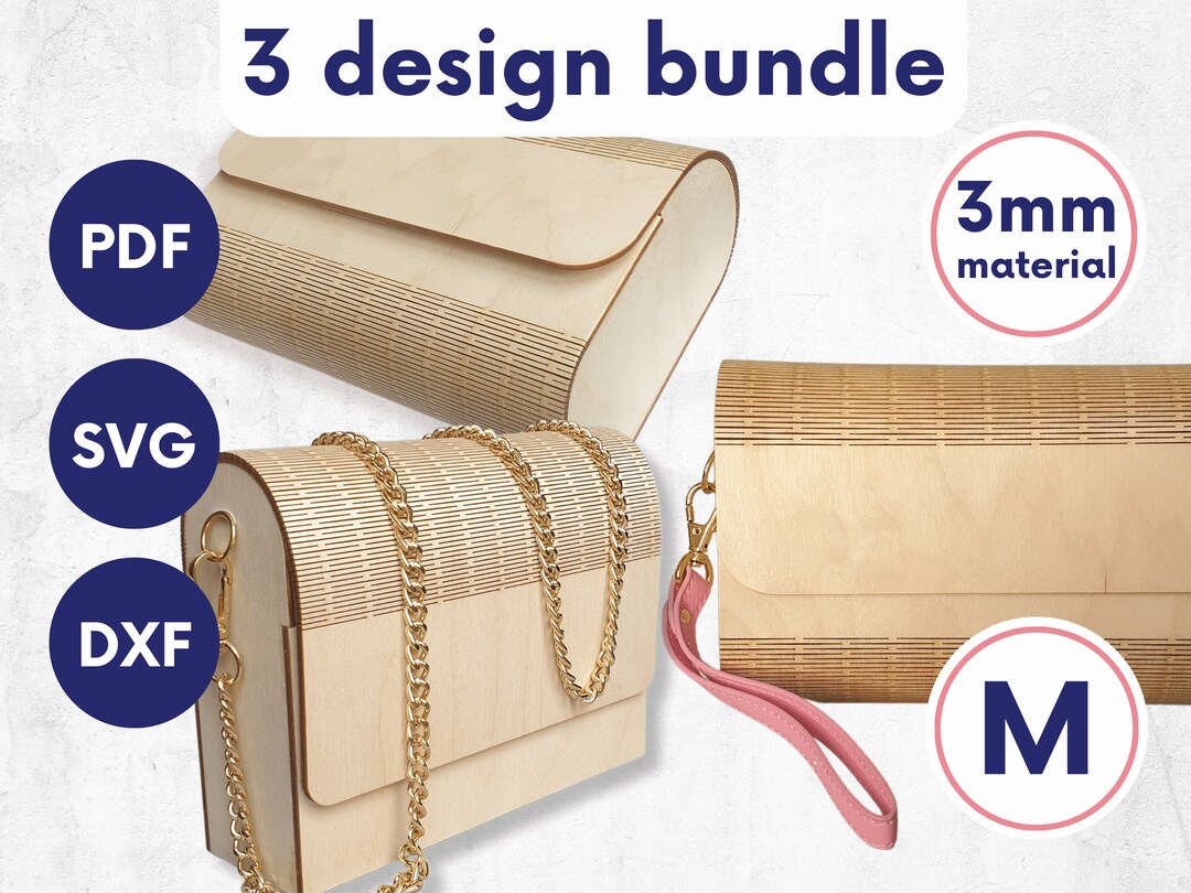 Laser Cut Hand Bag for Straps, Laser Cut Handbag Dxf, Wooden Purse ...