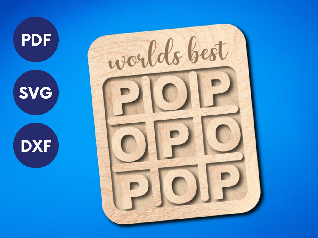 POP Fathers Day Tic Tac Toe Laser File, Fathers Day Gifts Svg for Laser ...