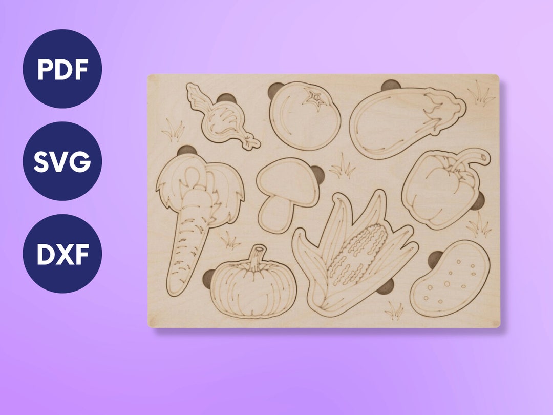 Vegetable Puzzle for Kids, Laser Cut Toy Files, Laser File Educational ...