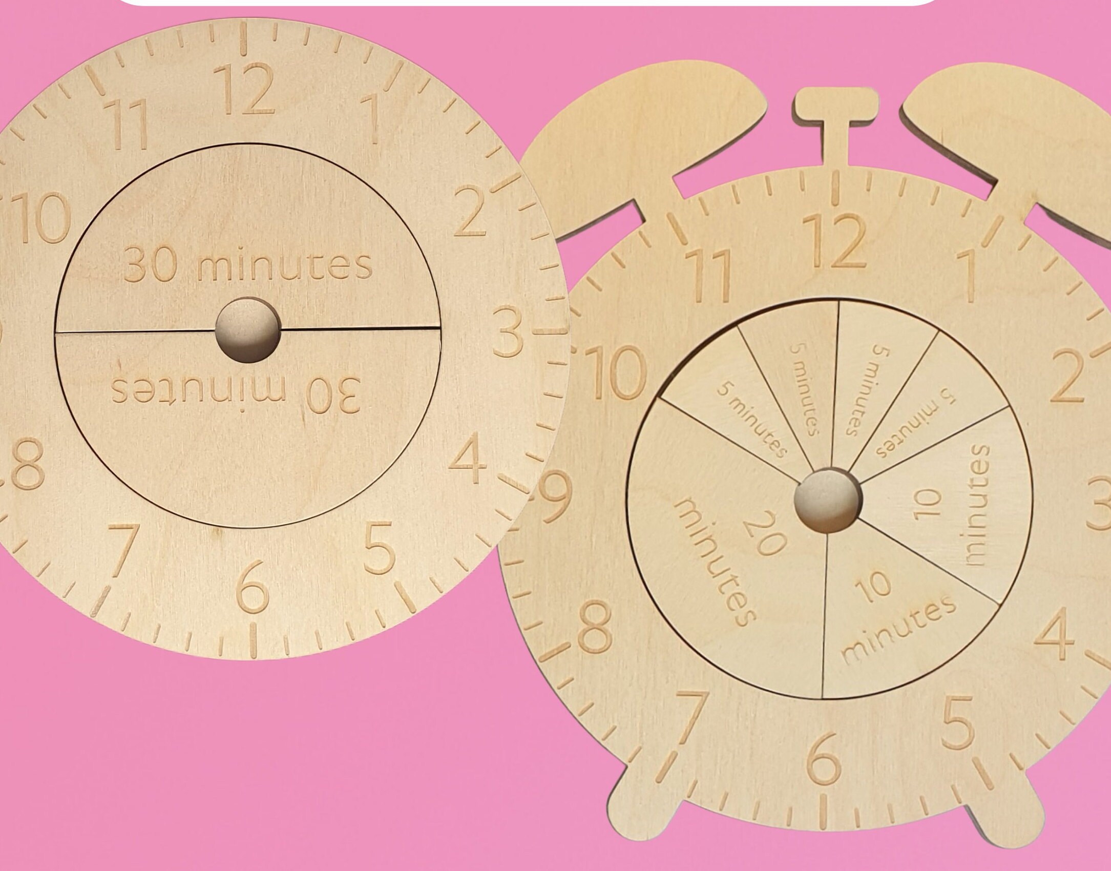 Lasercut Montessori Toys Bundle, Wooden Learning Clock for Kids, Laser ...