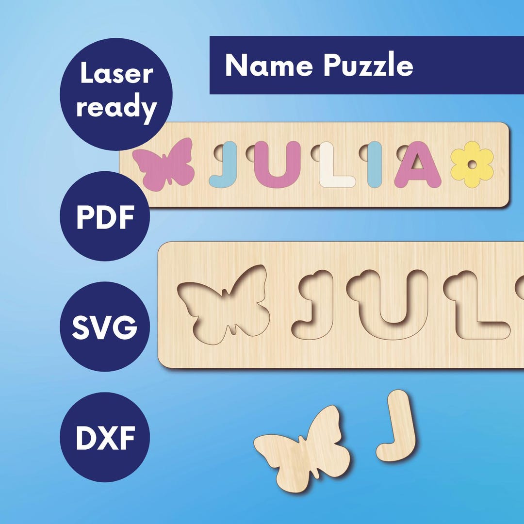 Laser Cut File Name Puzzle, Kids Name Puzzle SVG File, Laser Cut Name ...
