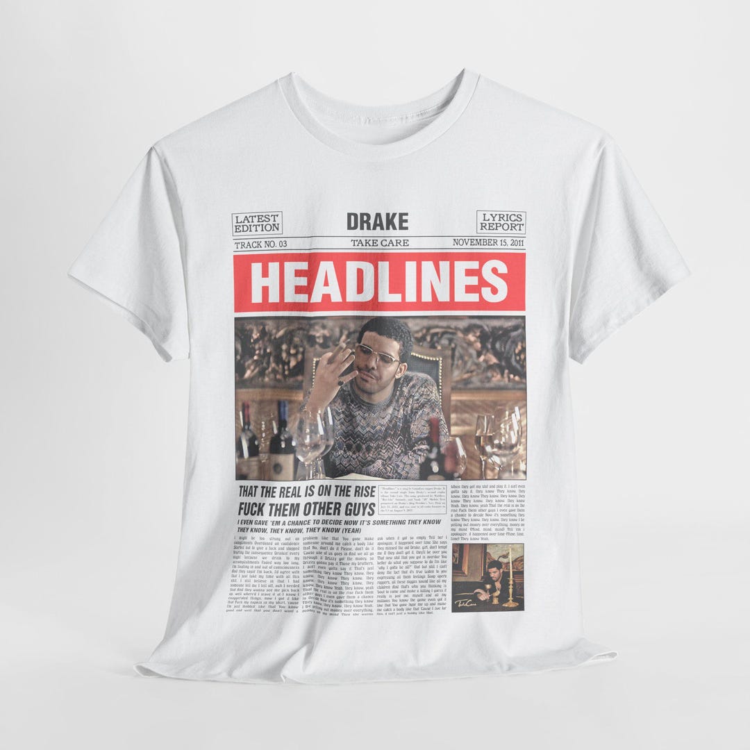 DRAKE HEADLINES Rapper Unisex Softstyle T-shirt, Drake Take Care ...