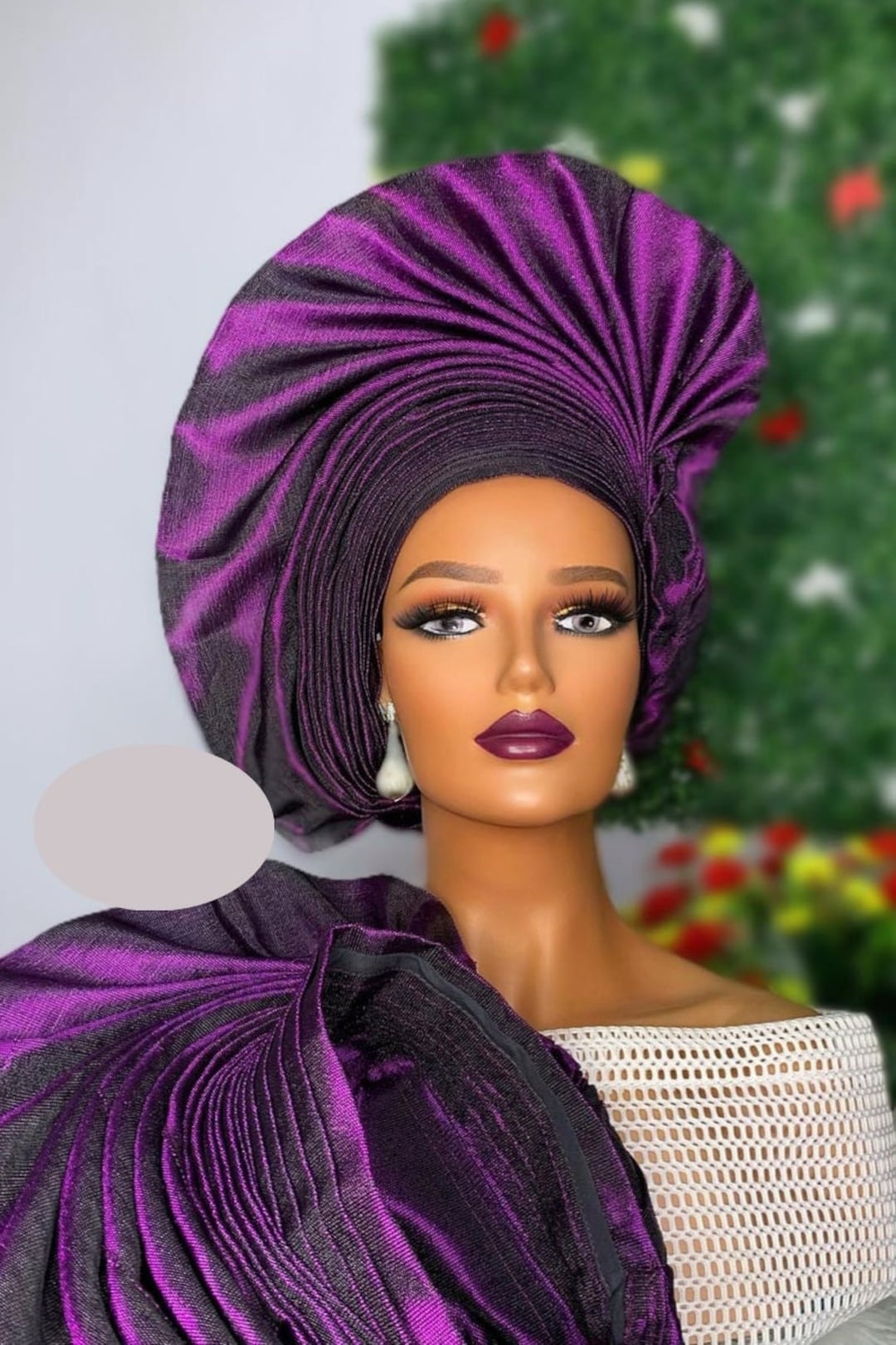 Autogele ,navy Blue Nigeria Gele Headtie Hat, Aso-oke Fabric,gele ...