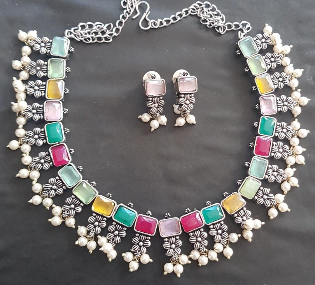 Multi Colour Stone Necklace With Beeds, Fashion Jewelry, Beautiful ...