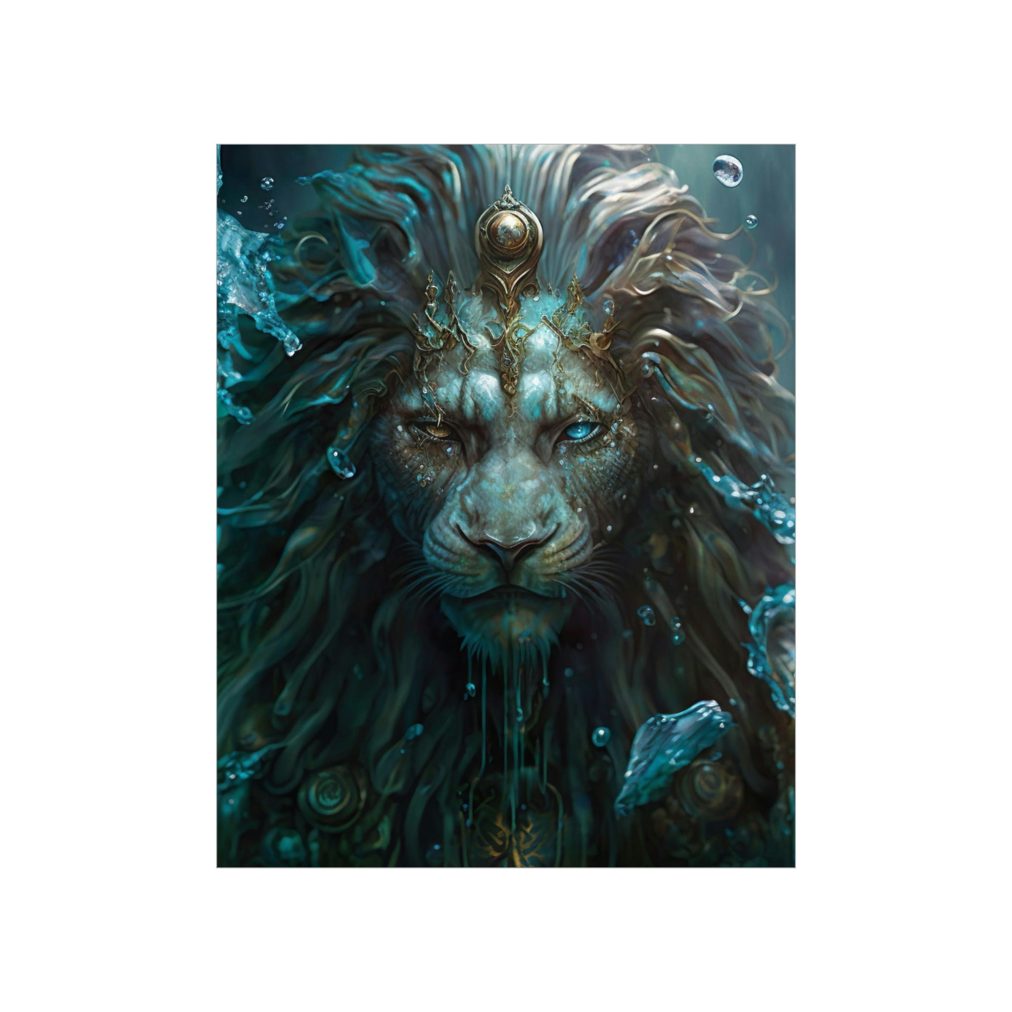 AI Art Glam Lion Water Elemental Premium Matte Vertical Poster Digital ...