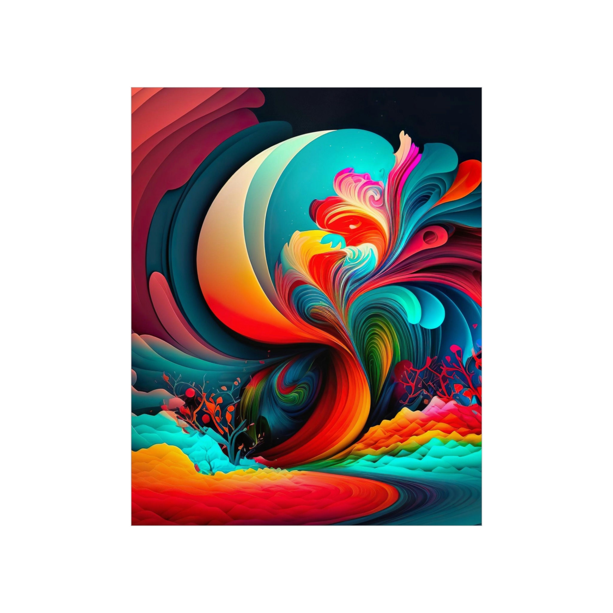 Colorful Abstract Art Waves Version Three Premium Matte Vertical ...