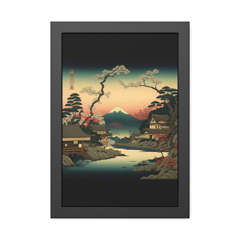 Traditional Japanese Ukiyo-e Landscape Framed Paper Poster - Etsy