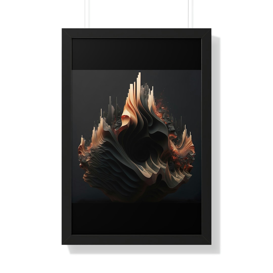 Premium Dark Liquid Sound Waves Visualized Framed Vertical Poster ...