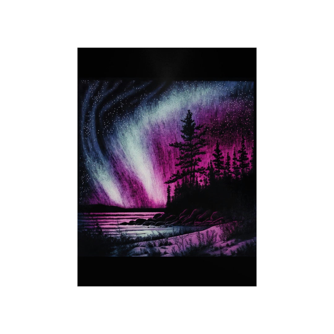 AI Art Crayon Art of Northern Lights Premium Matte Vertical Posters ...
