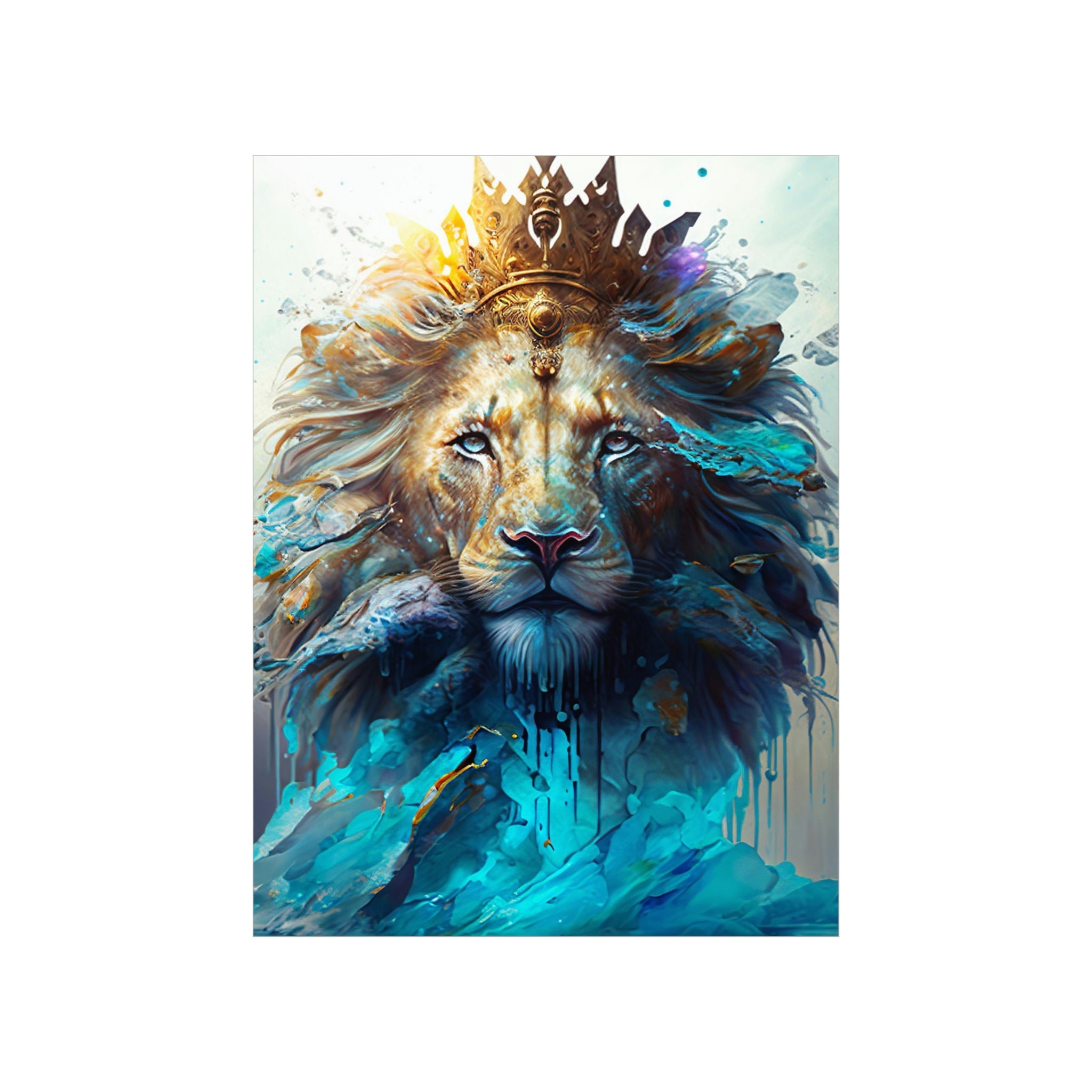 AI Art Glam Lion Water Elemental Premium Matte Vertical Poster ...