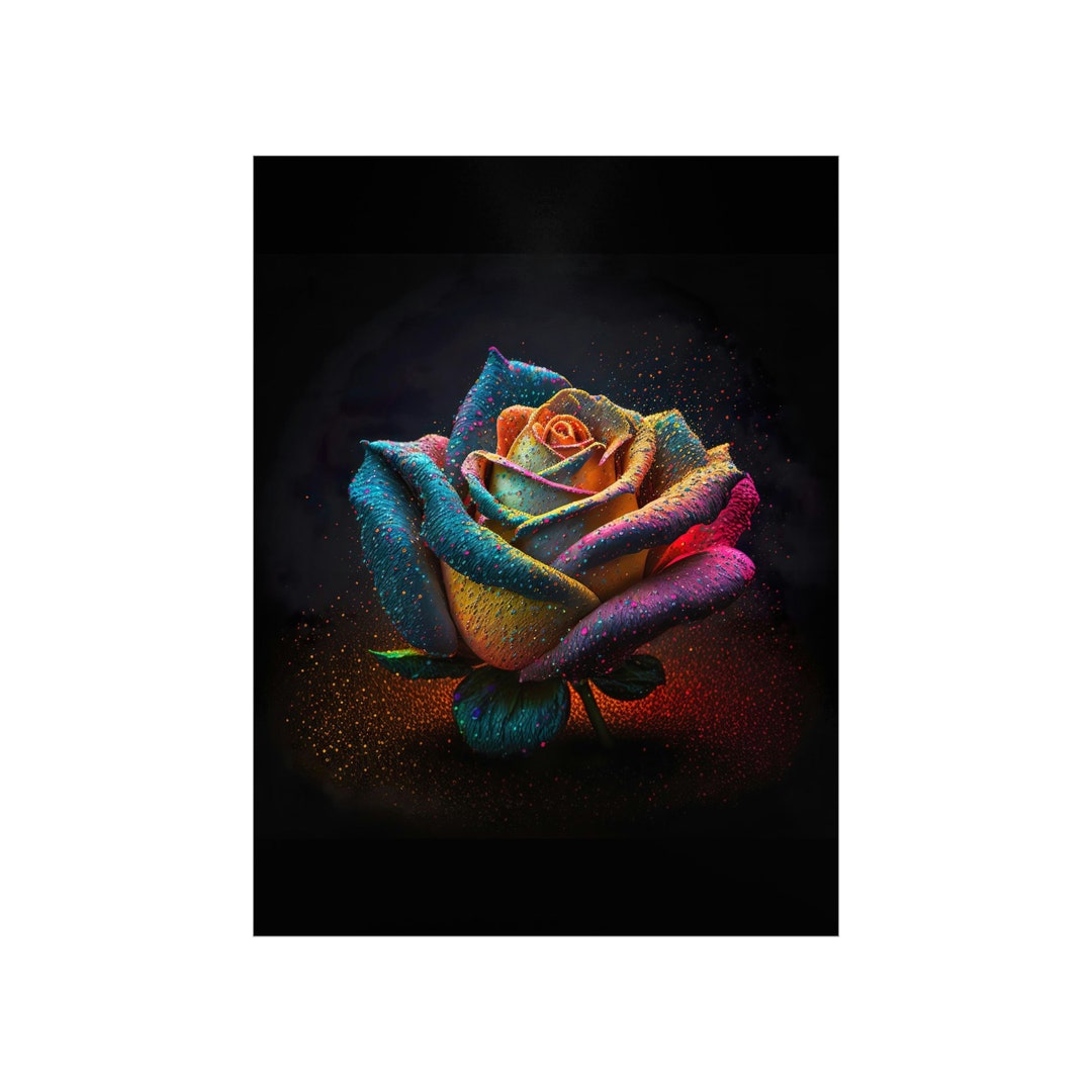 AI Digital Art Pointillism Rose Premium Matte Vertical Posters | AI Art ...