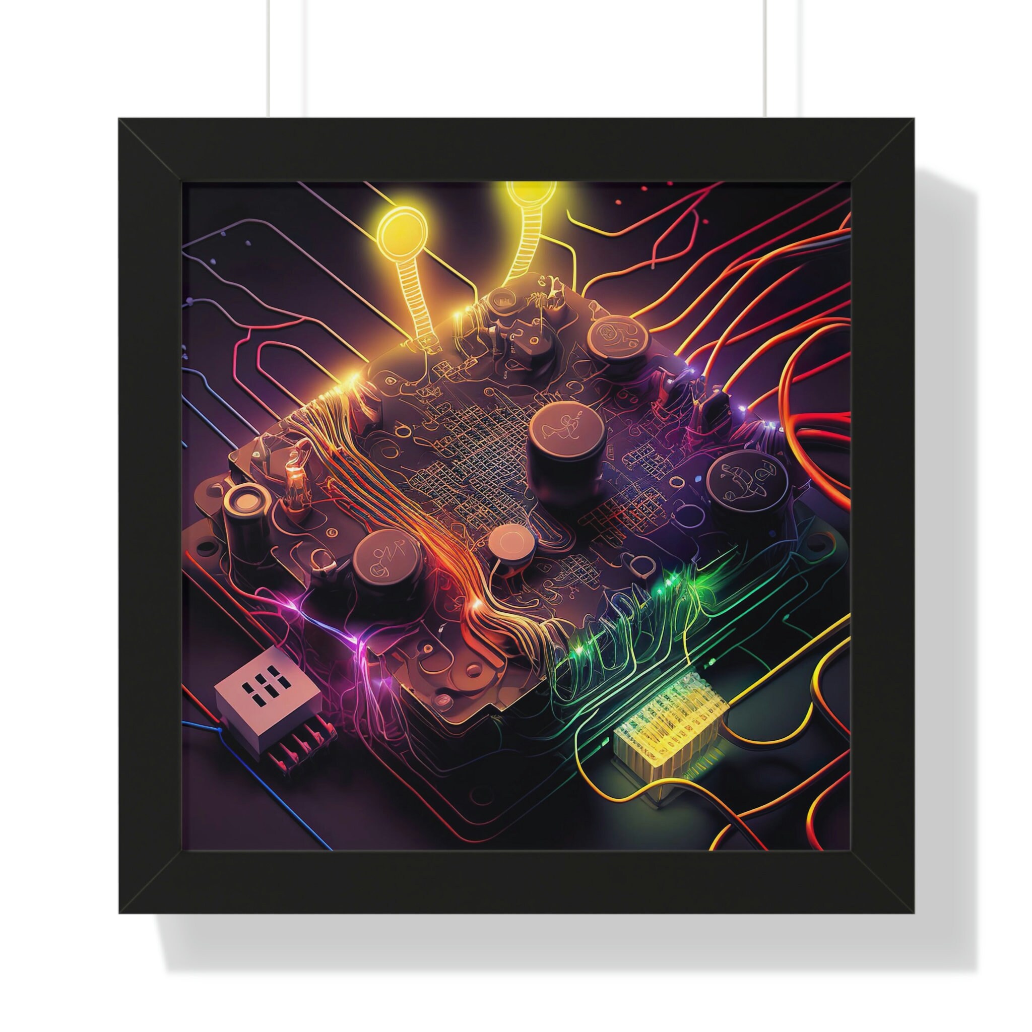 Premium Multi-colored Electric Circuit Framed Vertical Poster Digital ...