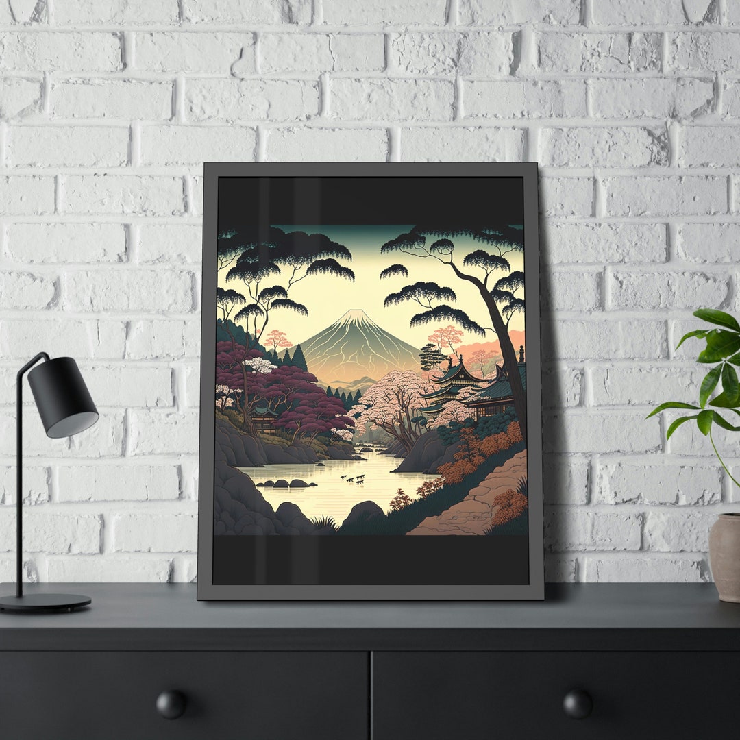 Traditional Japanese Ukiyo-e Landscape Framed Paper Poster - Etsy