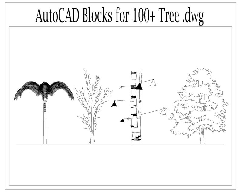 Autocad 2D DWG Tree Block Drawings Templates Plants Set of 100 Model ...