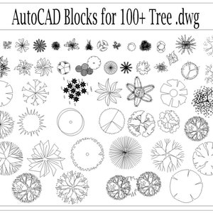 Autocad 2D DWG Tree Block Drawings Templates Plants Set of 100 Model ...