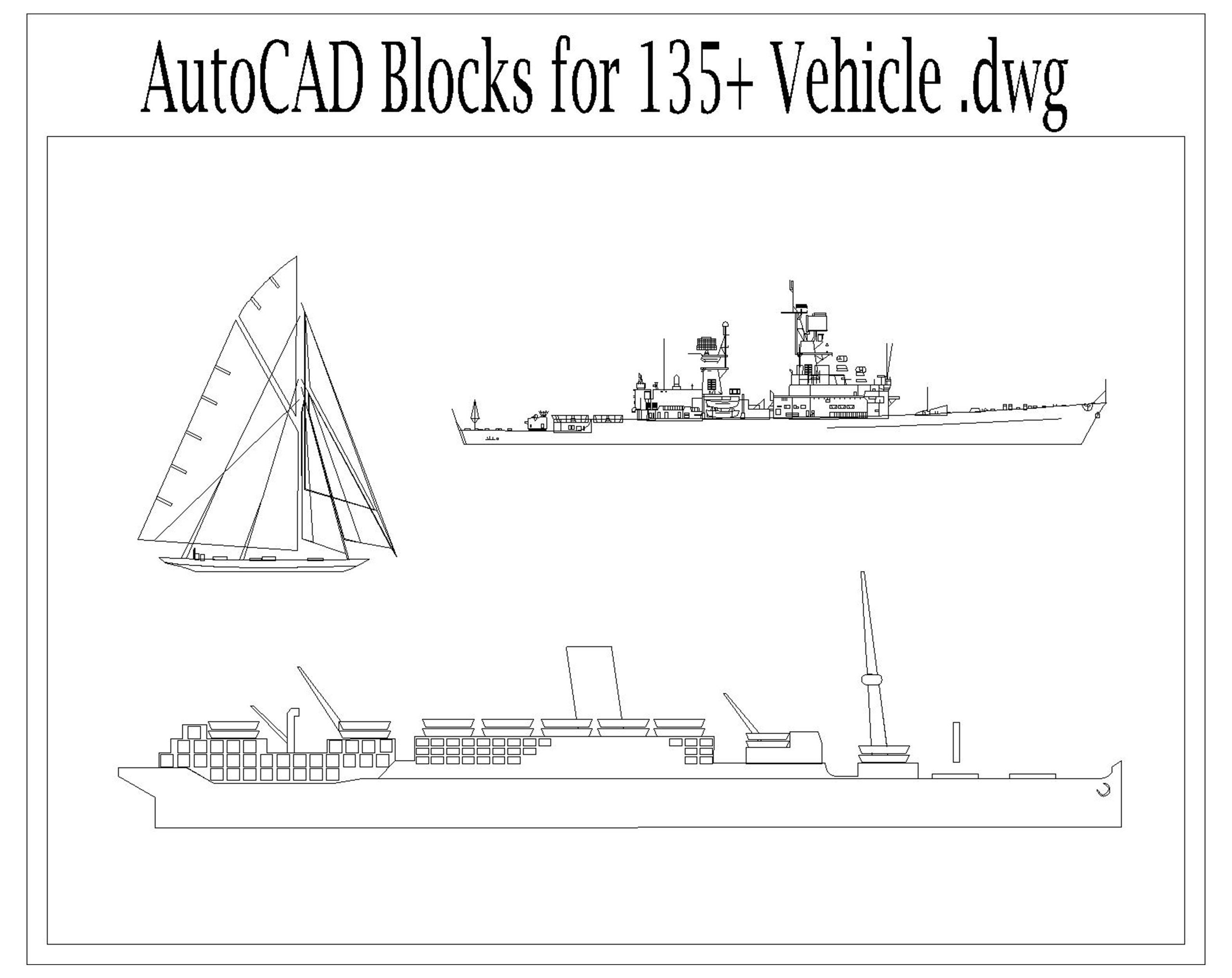 Autocad 2d Dwg Vehicles Block Drawings Templates Cars Set Of 135 Model Facade Or Plan Etsy