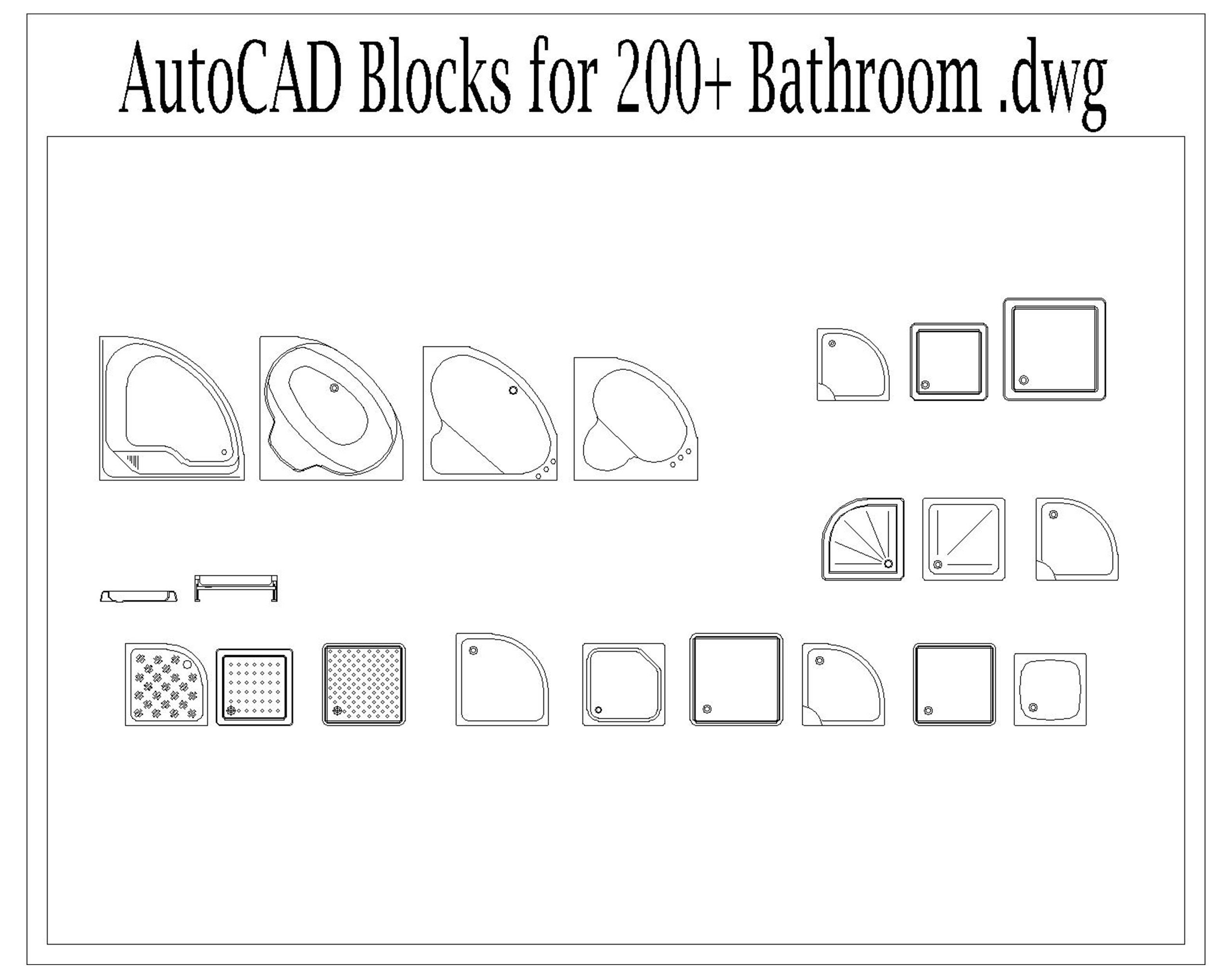 Autocad 2D DWG Bathroom Block Drawings Templates Bath Set of - Etsy Canada