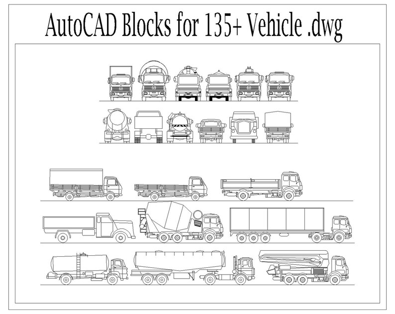 Autocad 2D DWG Vehicles Block Drawings Templates Cars Set of 135 Model ...