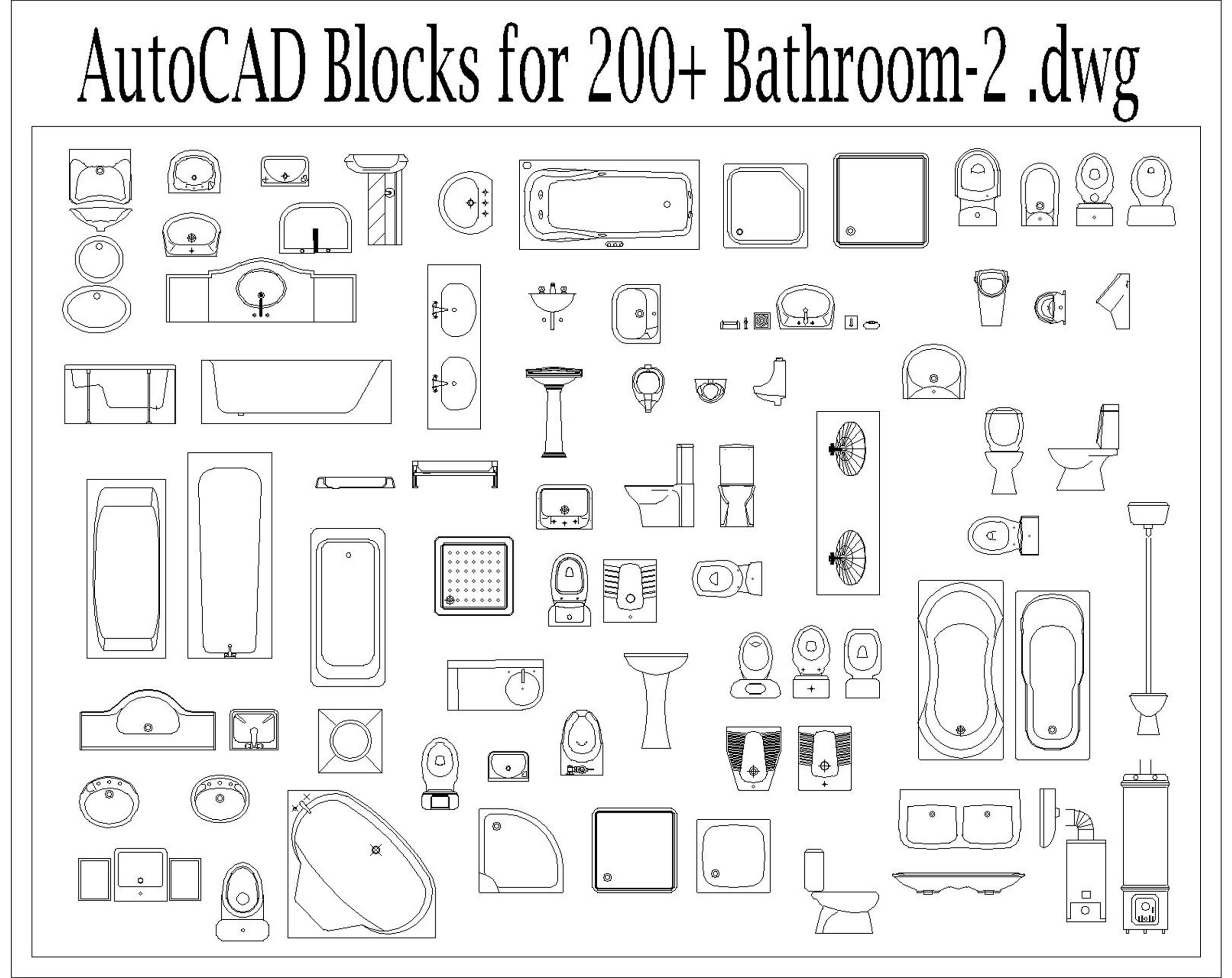 Bathroom DWG CAD Blocks In Plan And Elevation – Cadnature, 58% OFF