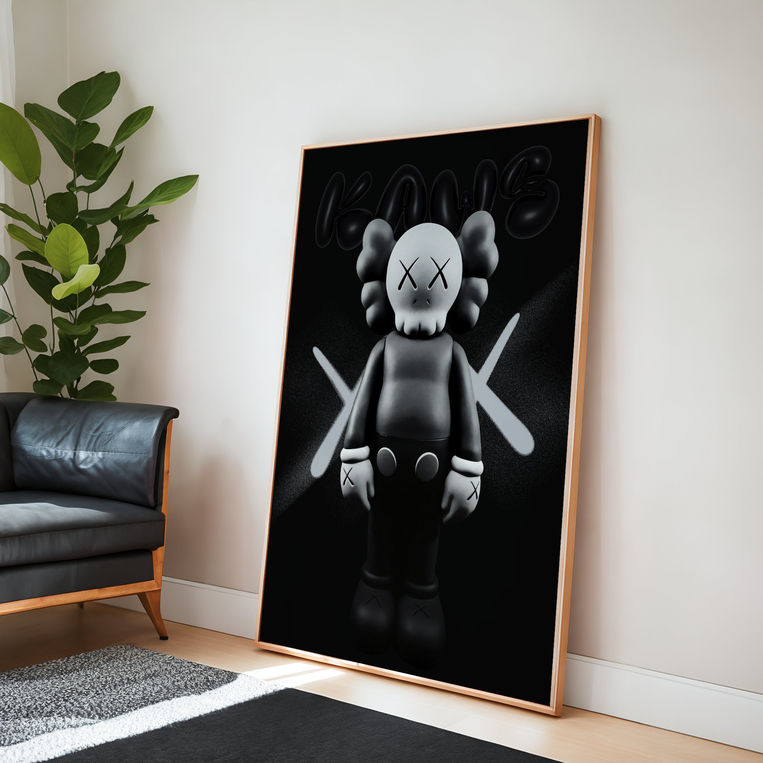 Modern Urban Digital Kaws Artwork Trendy Monochrome Home Decor Instant ...