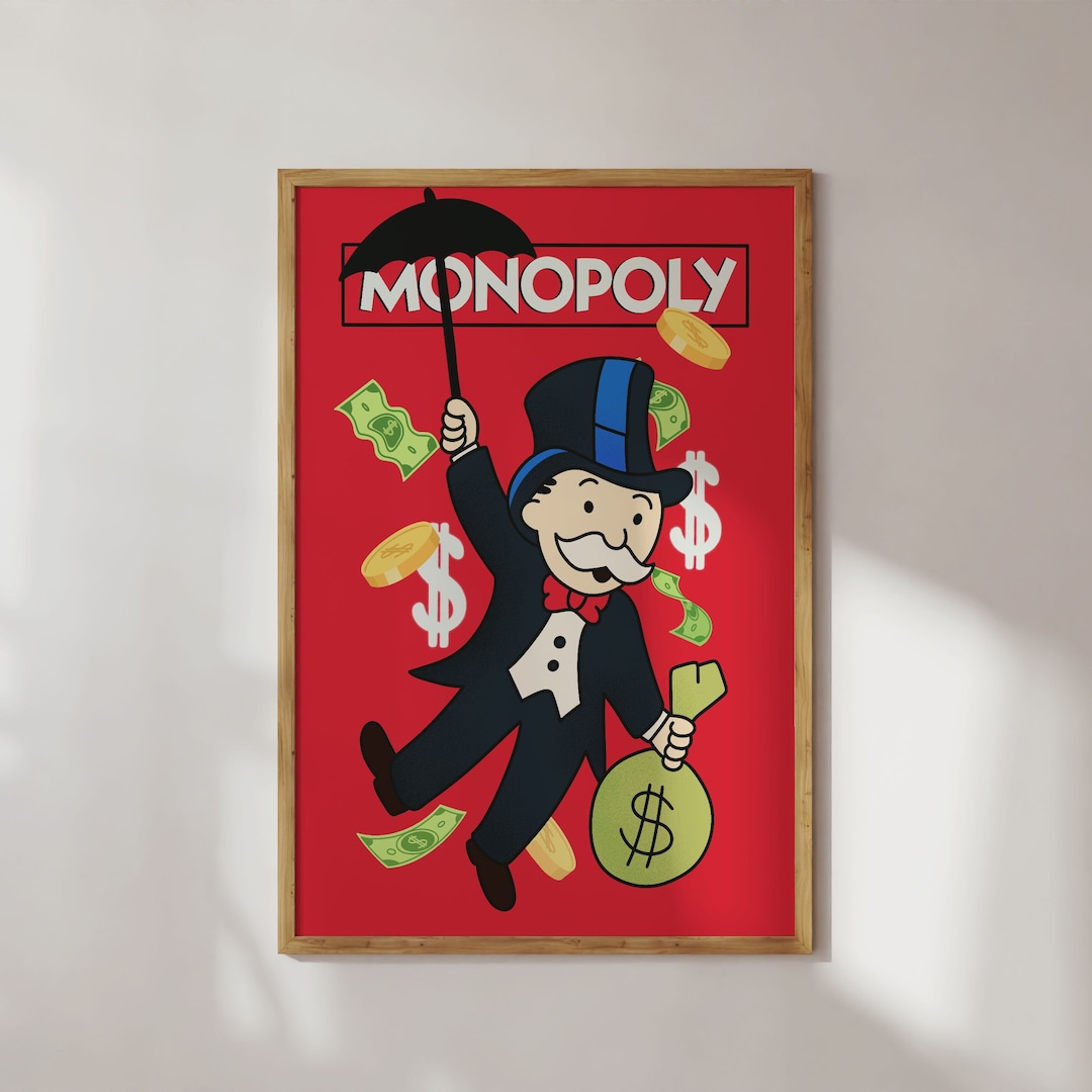 Vibrant Monopoly Art, Digital Download, Printable Wall Decor, Funny Red ...