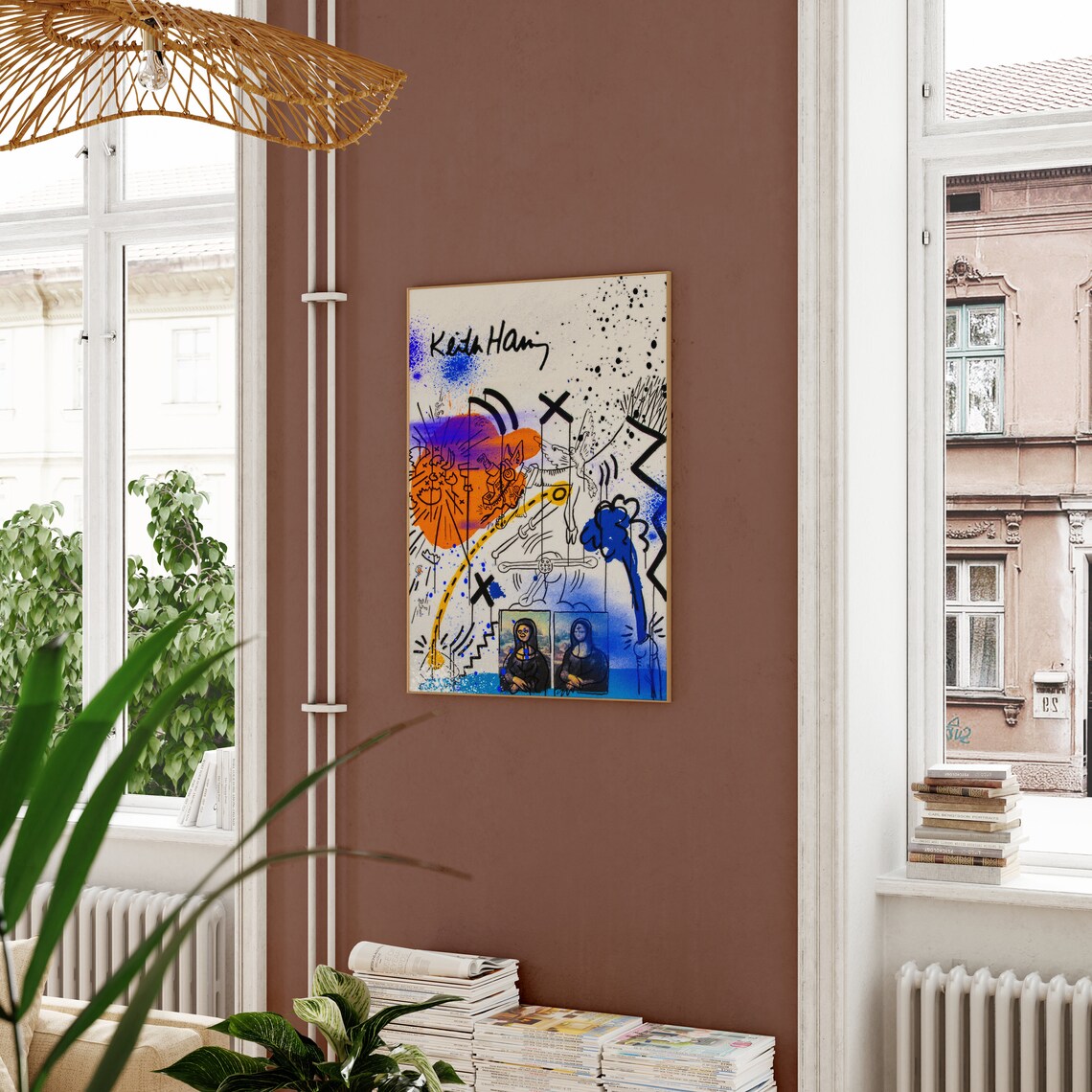 Keith Haring Pop Art, Mona Lisa Wall Decor, Instant Download, Colorful ...
