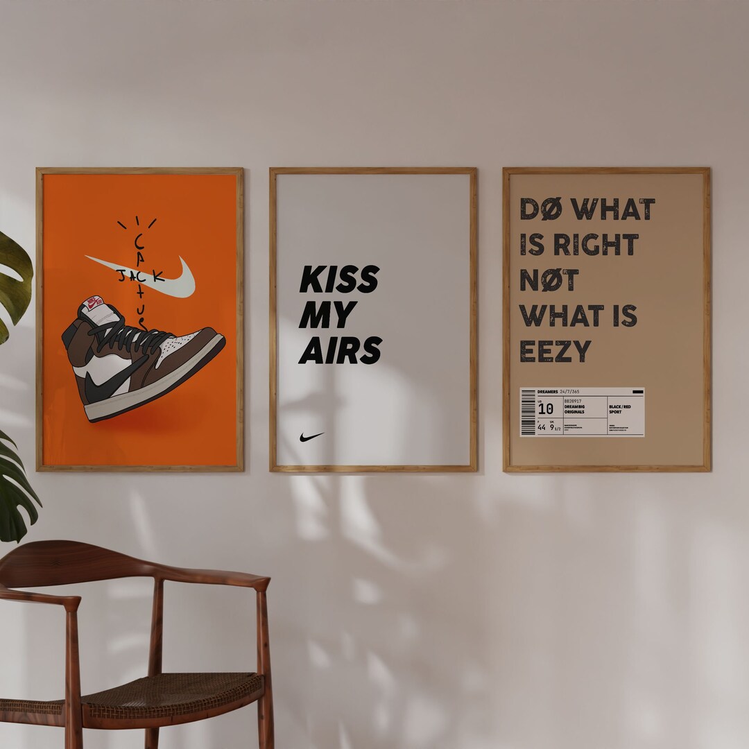 Nike Poster Set, Kiss My Airs, Nike Shoe Box Print, Cactus Jack Wall ...
