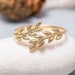Chordate Leaf Ring, Sterling Silver Over Gold Plated, Plant Ring, Filigree Branch, Open Work ...