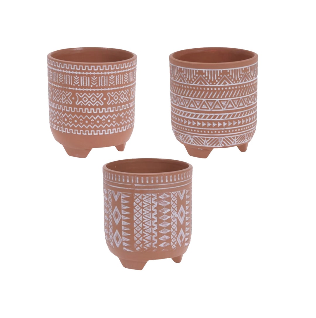 Terracotta Aztec Cement Plant Pot - Etsy