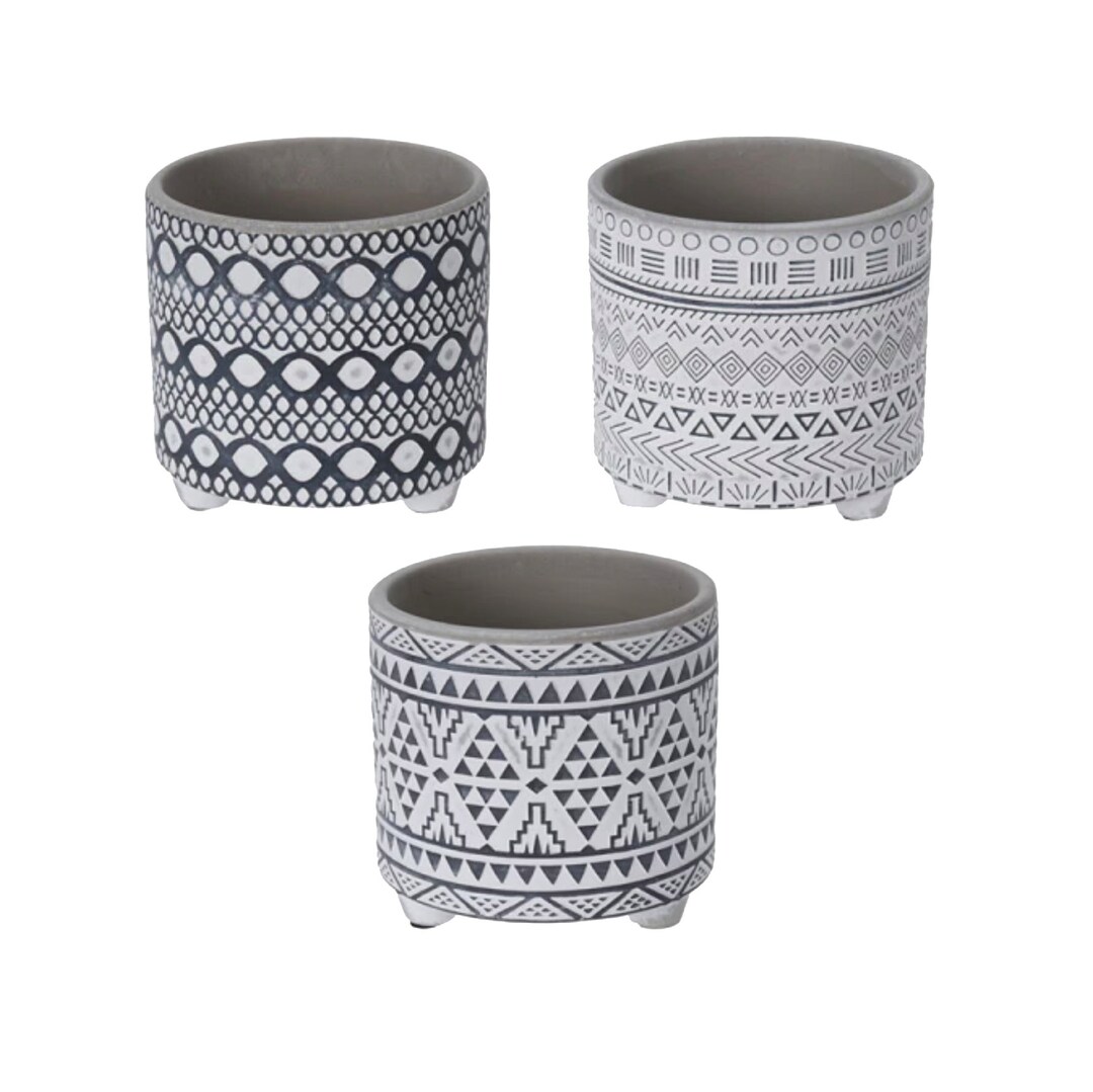 Aztec Grey Cement Plant Pot - Etsy