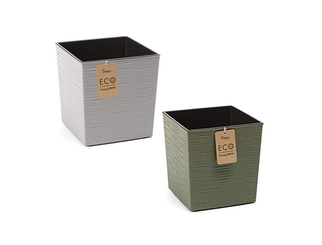 Small Square Green Eco Friendly Chisel Plant Pot Made From Recycled ...