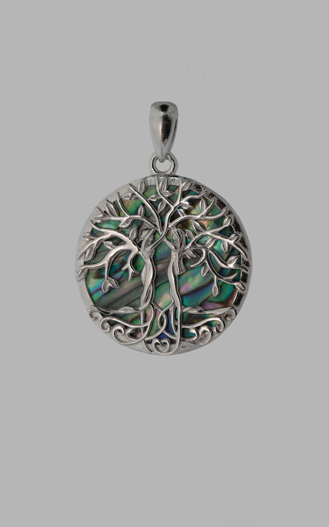 Sterling Silver Tree of Life Pendant the Twins Shell Inlay Charm Medal ...
