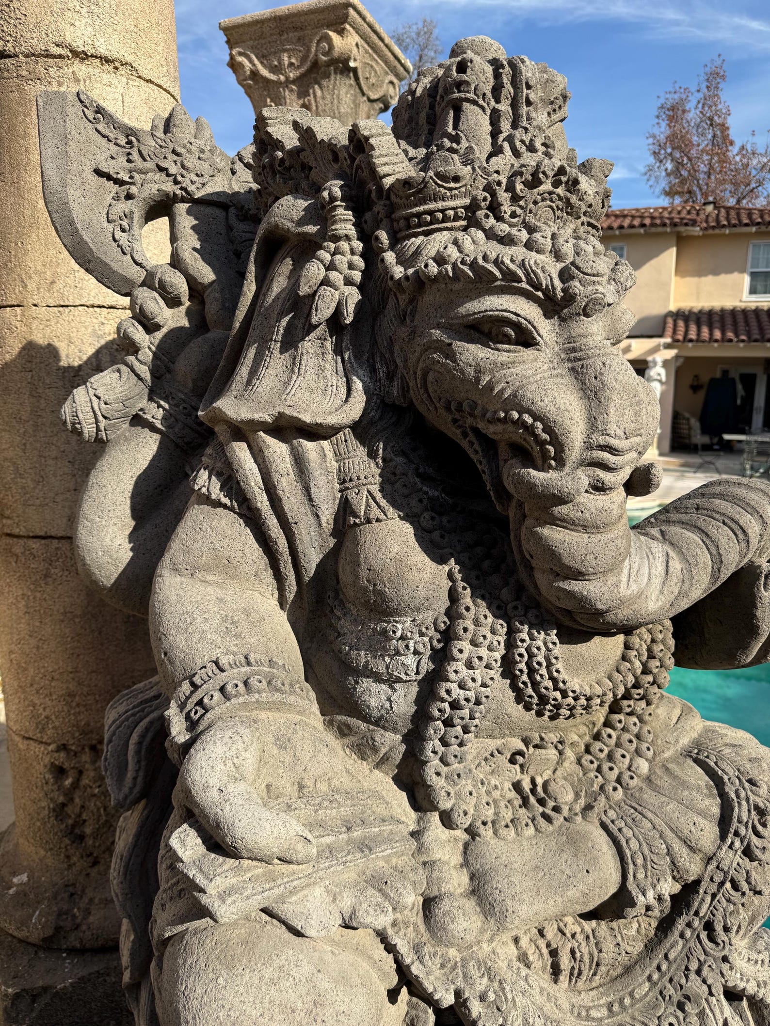 Pair of Ancient Hindu God Statues Sculptures Hand Carved With Lava ...