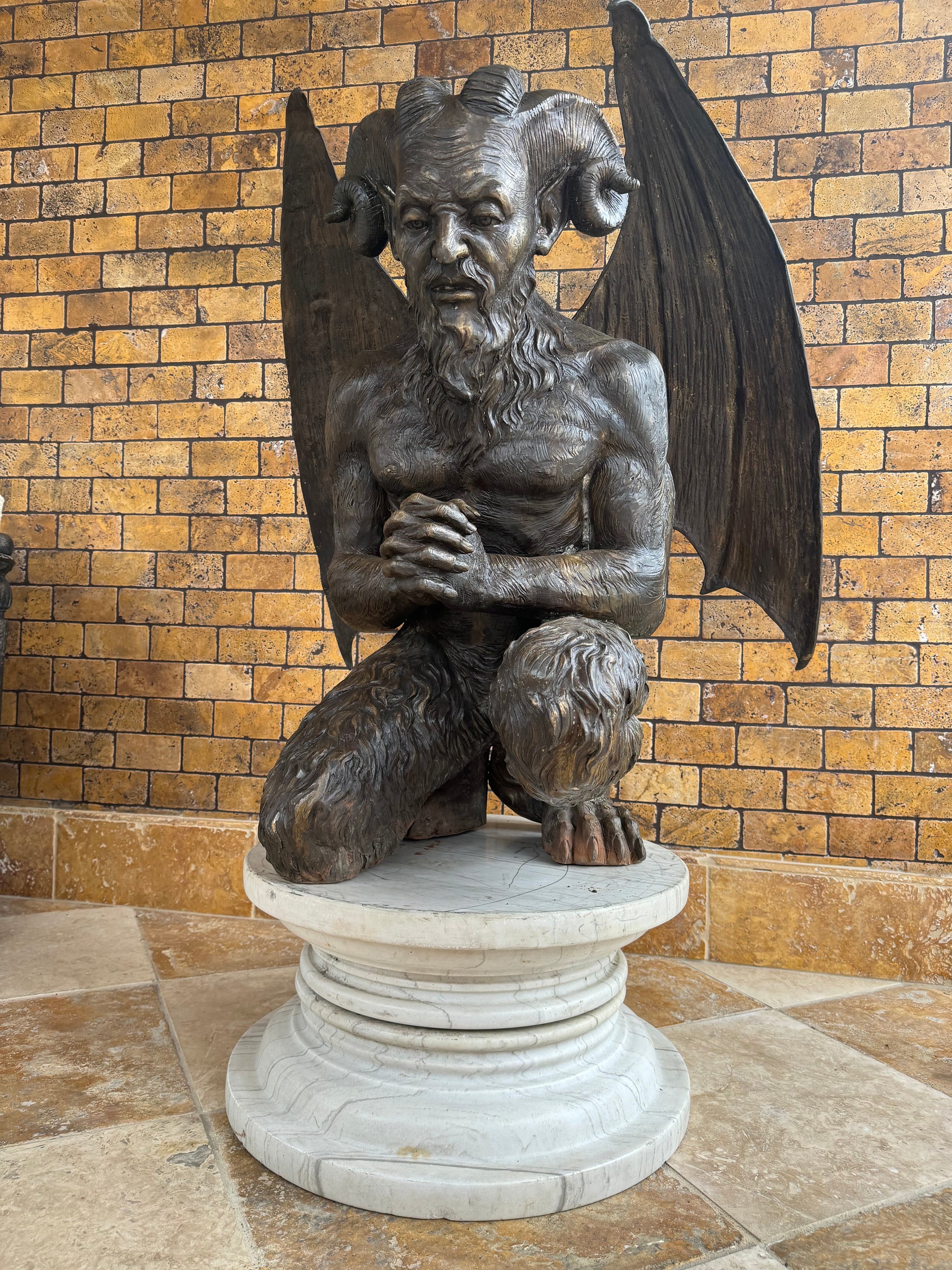 Antique Gothic Bronze Sculpture of Praying Satyr Demon Winged Devil ...