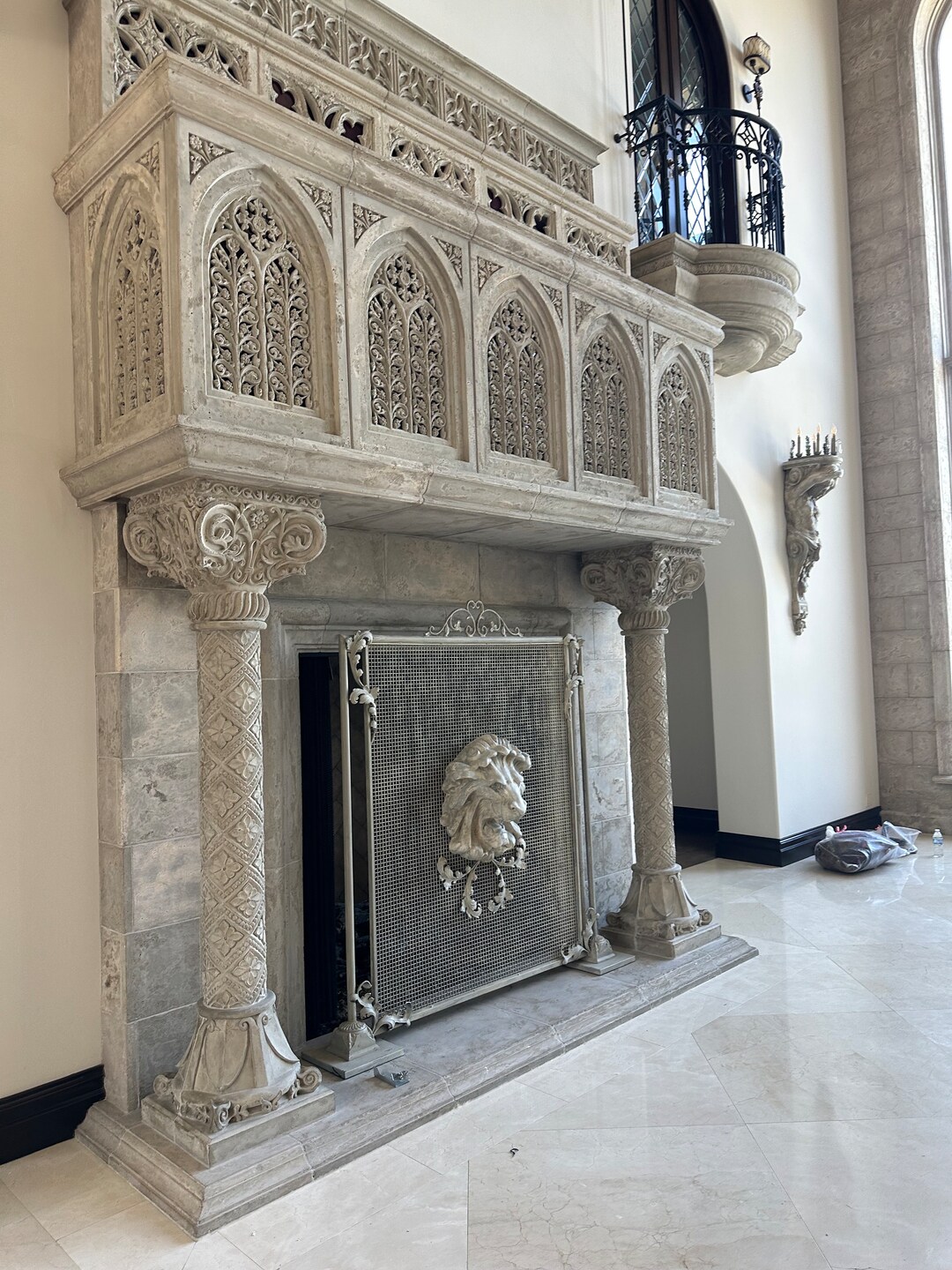 Elegant Ivory Lion Head Fireplace Screen - Etsy UK