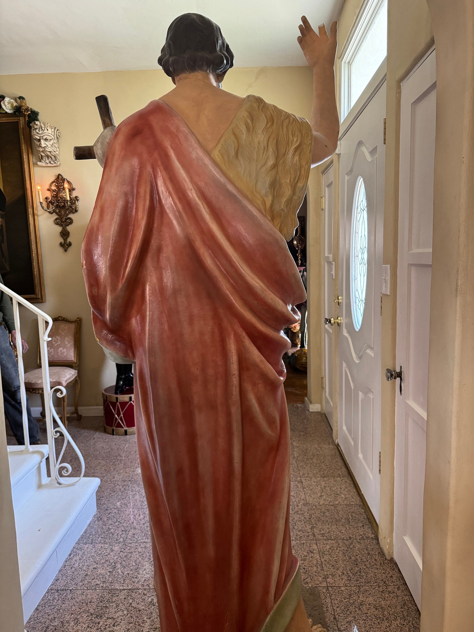 French Antique Life Size Religious Church Sculpture Statue Standing ...